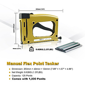 HM515 Manual Flexible Point Driver Kit with 1,000 Points for Securing Back Pieces of Picture Frames, Flex Point Tacker, Point Driver Gun, Picture Framing Nailer Tool