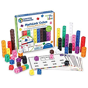 Learning Resources MathLink Cubes Elementary Math Activity Set - 115 Pieces, Ages 7+ Math Manipulative Cubes, Math Games for Kids, Math Counters