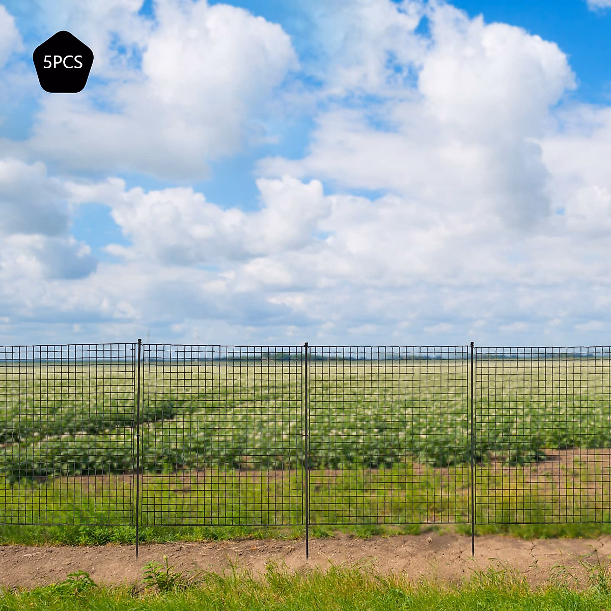 5 Panels Decorative Garden Fence 15ft (L) x 39in (H) No Dig Dog Animal Barrier Fencing, Rustproof Metal Wire Border Flower Edging for Yard Landscape Patio Outdoor Decor