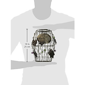 Mind Reader Barrel Metal Wine Cork Holder with Ornaments, Black