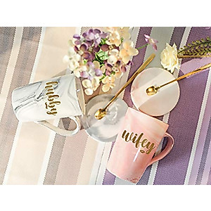 Wifey and Hubby Coffee Mugs Set Hubby Wifey Mugs Hubby and Wifey Gifts Wifey and Hubby Gifts Mr Mrs Gifts Husband Wife Mugs Engagement Wedding Anniversary Valentines Day Gifts for Couple 14 Ounce