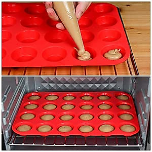 CAKETIME Silicone Muffin Pan, Mini Muffin Pan, Regular 12 Cups and Mini 24 Cups Muffin Pan Set of 2 for Baking Egg Bites