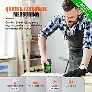 Wood Moisture Meter for Lumber - Firewood Moisture Meter for Walls with Backlit LCD Display Mold Damp Detector Humidity Meter Digital Moisture Meter for Drywall Woodworking Plaster Paper Floor