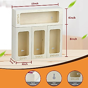 Ziplock Bag Storage Organizer for Drawer-Wood Ziplock Bag Storage Holds Kitchen Drawer or Wall Hanging, Holds Gallon, Quart, Snack Sizes, Sandwich Compatible with Hefty, Glad (Nature)