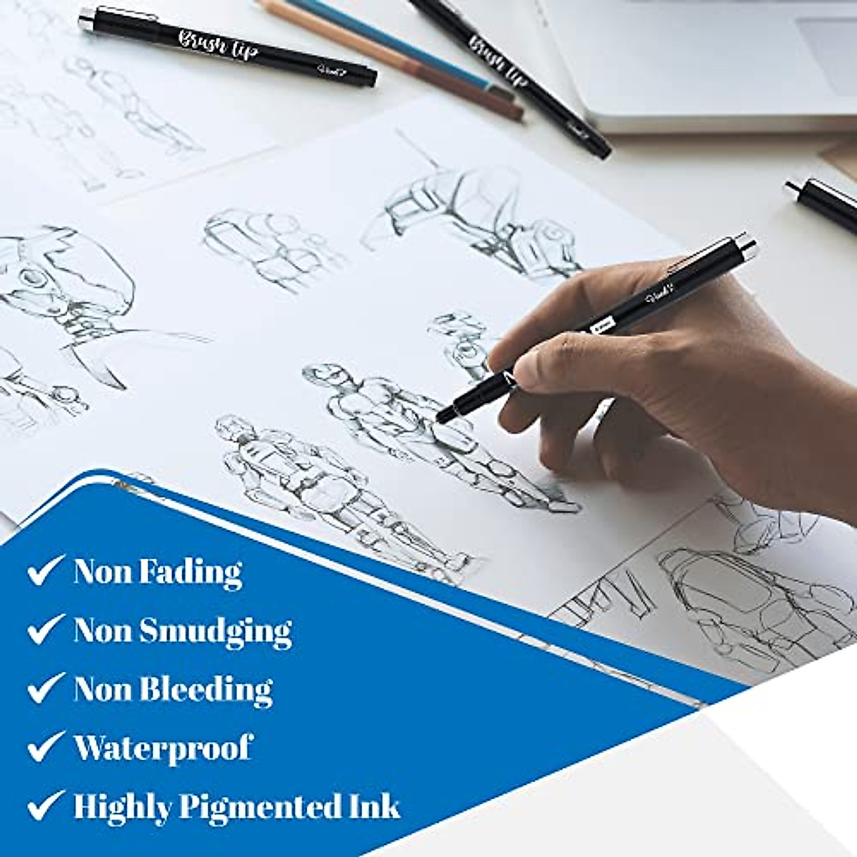 Vanli's 12 Pack Fine Tip Art Pens for Drawing. Waterproof Archival Fineliner Calligraphy Hand Lettering Pens. Microline Bible Journaling Pens, 12 Pack