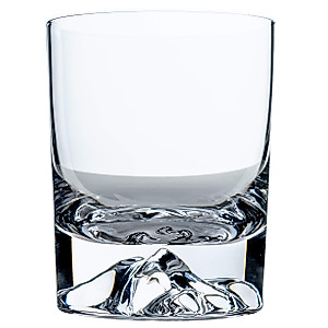 Amehla Mountain Whiskey Glass Set of 2 - Handmade Crystal Whisky Glasses - Manblown Crystal Glass - 10-ounce Double Old Fashioned Rocks Tumbler Drinking Glass Set