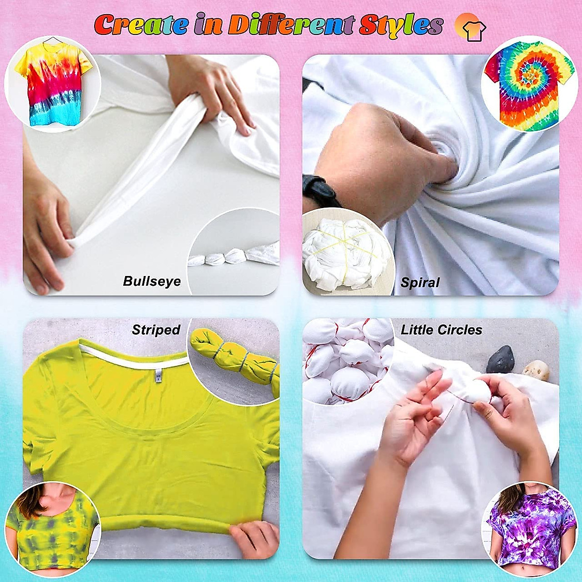 DIY Tie Dye Kits, Emooqi 32 Colours All-in-1 Tie Dye Set Contain 32 Bag Pigments, Rubber Bands, Gloves, Sealed Bag, Apron and Table Covers for Craft Arts Fabric Textile Party DIY Handmade Project