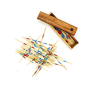 BSIRI Mikado Wooden Pick Up Sticks Classic Kids Board Game for Adults and Teens in Family and Children Board Games for Kids 7 and Brain Teasers of Mathematics Fun Table Games