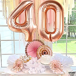 Giant 40 Balloon Numbers Rose Gold - 40 Inch | Rose Gold 40th Birthday Balloons for Women | Rose Gold 40th Balloons for Women | 40th Birthday Decorations Women Rose Gold | Rose Gold Balloon Numbers 40