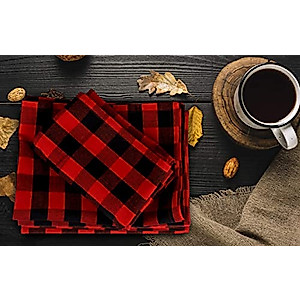 Gratico Kitchen Towels Set of 6 Buffalo Checks Red/Black Kitchen Towels 20X30 Inches 100% Cotton Highly Absorbent Kitchen Towels Premium Quality Ultra Soft Mitered Corners Kitchen Towels