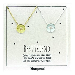 compass necklace, Best friend necklace for 2, BFF Necklace, friendship necklace for 2, silver dainty necklace, Christmas gift, Graduation gifts, valentines
