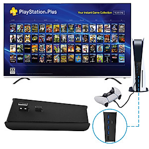 6 Port USB Hub for PS5, USB High-Speed Expansion Hub Charger Splitter Compatible with PlayStation 5 (Original Model), Extender Adapter 4 USB + 1 USB Charging Port + 1 Type C Port