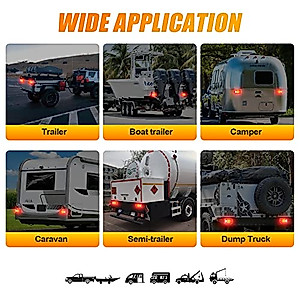 CAFOPAR Wireless Magnetic Trailer Lights Kit, LED Trailer Rear Light with 2 Charging Ways, Universal Running Stop Turn Signal License Plate Light for Tow Trucks, Caravans, Campers, RV, Boat