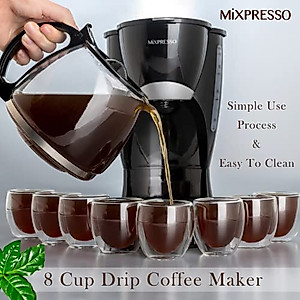 Mixpresso 8-Cup Drip Coffee Maker Programmable, Coffee Pot Machine Including Reusable And Removable Coffee Filter, Black Electric Coffee Maker