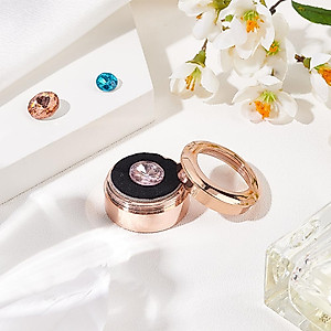 BENECREAT Rose Gold Stainless Steel Jewelry Gift Boxes with Velvet Cushion and Clear Glass Window, 1.3x0.6inch Gemstone Display Box for Small Gemstone Diamond Storage