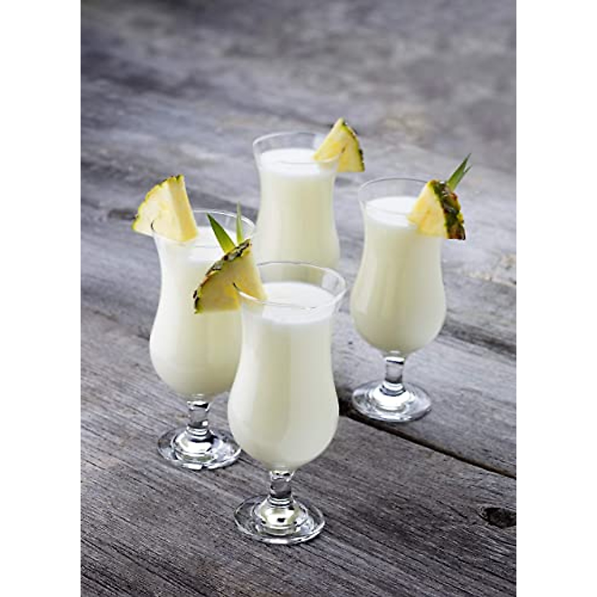 Epure Venezia Collection 4 Piece Hurricane Glass Set - Perfect for Drinking Pina Coladas, Cocktails, Full-Bodied Beer, Juice, and Water (Pina Colada (15.5 oz))
