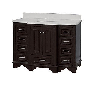 Nantucket 48-inch Bathroom Vanity (Quartz/Chocolate): Includes Chocolate Cabinet with Stunning Quartz Countertop and White Ceramic Sink