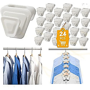 Clothes Hanger, Antye 24 Pcs Space Saving Clothes Hanger Connector Hooks and Storage Shelves Hanger Extender for Heavy Duty Cascading Connection Hook (White)