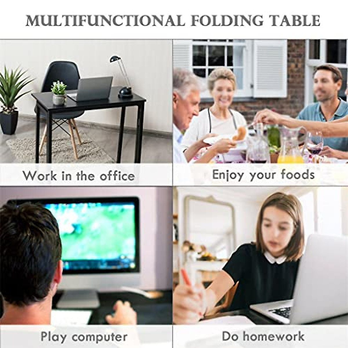CZDYUF Foldable Metal Frame Computer Desk Home Office Laptop Desk Desk Study Desk Black