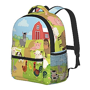 KiuLoam Farm Animals Kids Backpacks For Toddler Boys And Girls Preschool Backpack With Chest Strap 12 Inch