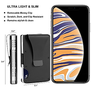 Personalized Gift for Men | Minimalist Metal Wallet for Husband Boyfriend Dad Son | Aluminum Front Pocket Card Holder with Money Clip | Anniversary Birthday Christmas Wedding | Engraved Hero Shield