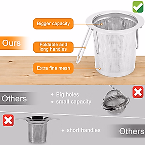 2Pack Tea Strainer, Stainless Steel Tea Infuser Basket Sitting in Mugs, Evmliy Tea Infusers for Loose Tea, Fine Mesh Tea Diffuser Long-Handled Tea Strainers Filters, Tea Steeper for Leaf (2Pack)