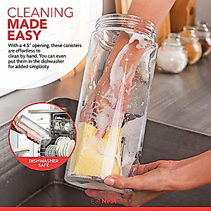 EATNEAT Set of 2 Large Glass Food Storage Containers for Pantry Jars - Tall Glass Kitchen Canisters with Sealed Jar Lids for Pasta Containers, Glass Flour and Sugar Containers, 72 oz Storage Jar Set