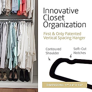Higher Hangers Non-Slip Velvet Hangers, Slimline Space Saving Hangers for Clothes, Closet Organizer for College Dorms, RV’s, & More, Creates Closet Space, Reduces Wrinkles & Clutter, 40 Pc, Black