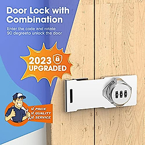 Mechanical Password Rotary Hasp Locks, Door Security Slide Latch Lock for Small Doors, Cabinets, Barn Door, Bathroom, Outdoor, Garage, Garden (2 Packs Silver)