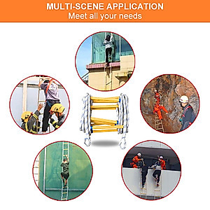 QWEASDF Emergency Fire Ladder, Escape Ladder, Flame Resistant Safety Rope Ladder, Non-Slip, Fast to Deploy, Easy to Use, for Work at Height, fire Escape, Home, Outdoor, Climbing,5m/16.4ft