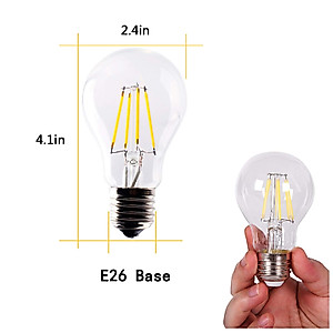 MaoTopCom A19(A60) LED Bulbs Edison Vintage Light Bulbs Dimmable, 40 Watt Equivalent 4000K Natural White 600LM Clear Glass Globe Light Bulb for Home Lighting, E26 Medium Base, AC 110V, 4 Pack