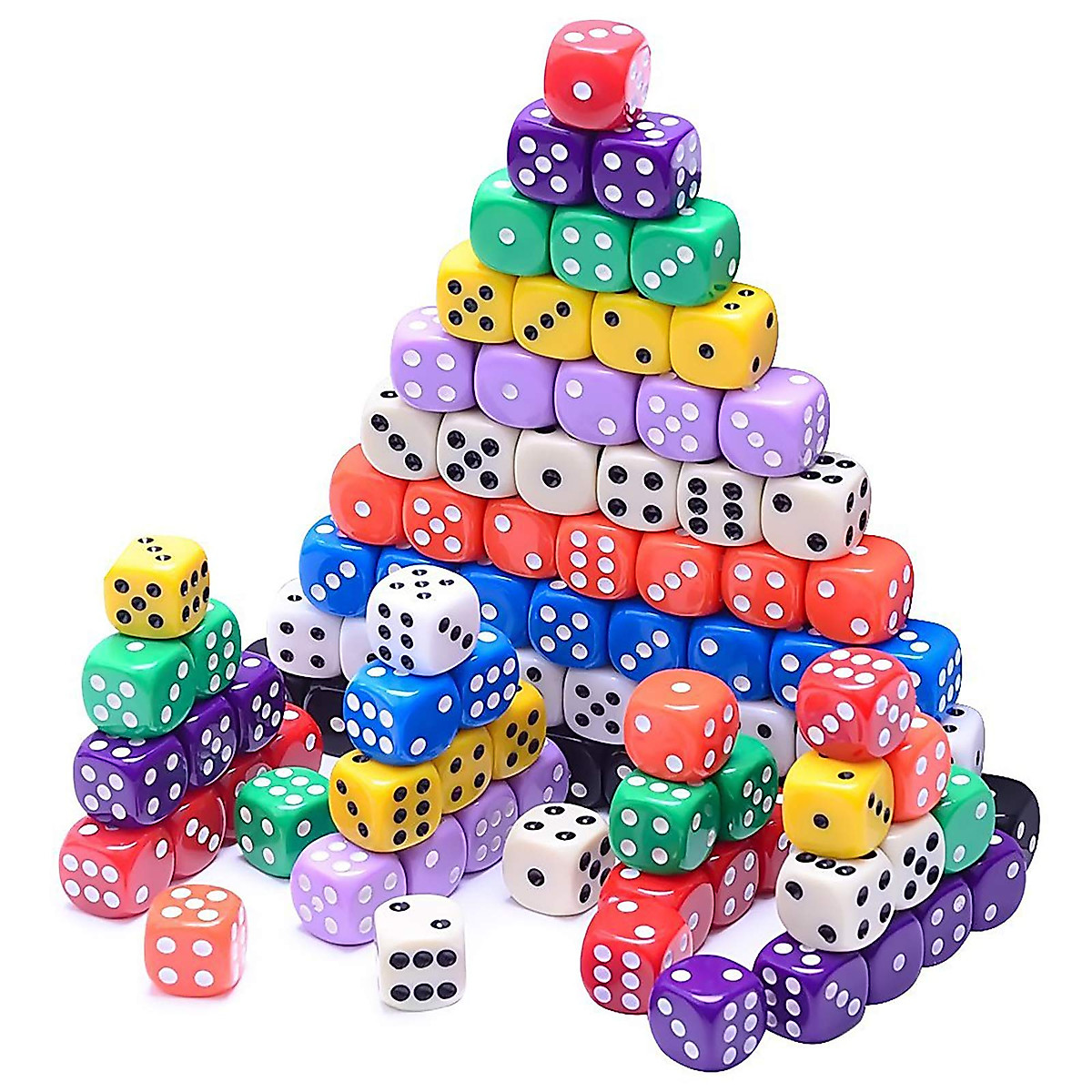 AUSTOR 100 Pieces Dice 6 Sided Game Dice Set, 10 x 10 16mm Acrylic Dice with Velvet Pouch for Tenzi, Farkle, Yahtzee, Bunco or Teaching Math