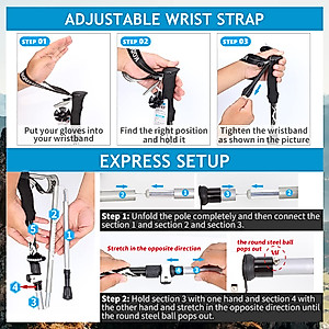 Collapsible Trekking Poles - 2-pc Pack Adjustable Hiking or Walking Sticks - Strong, Lightweight Aluminum 7075 - EVA Grip Handle for Climbing, Mountaining, Camping, Backpacking (BLACK-2PCS)