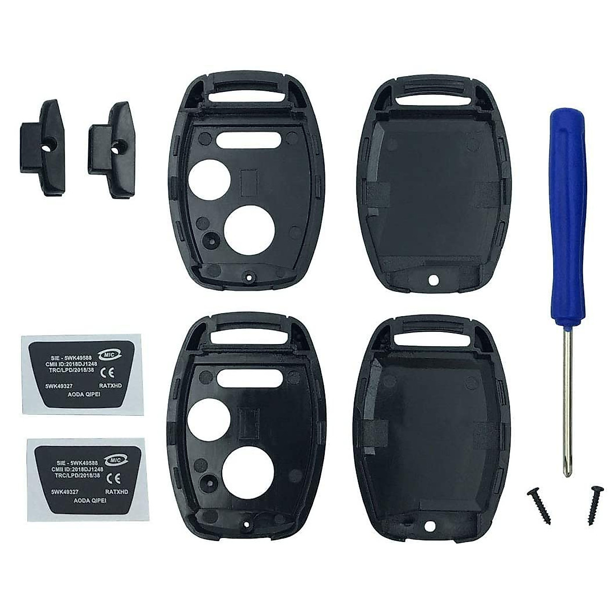 Key Fob Shell Case Fit for Keyless Entry Remote Car Key Housing Replacement with Free Screwdriver (Casing Only Without Blade) (2pcs)