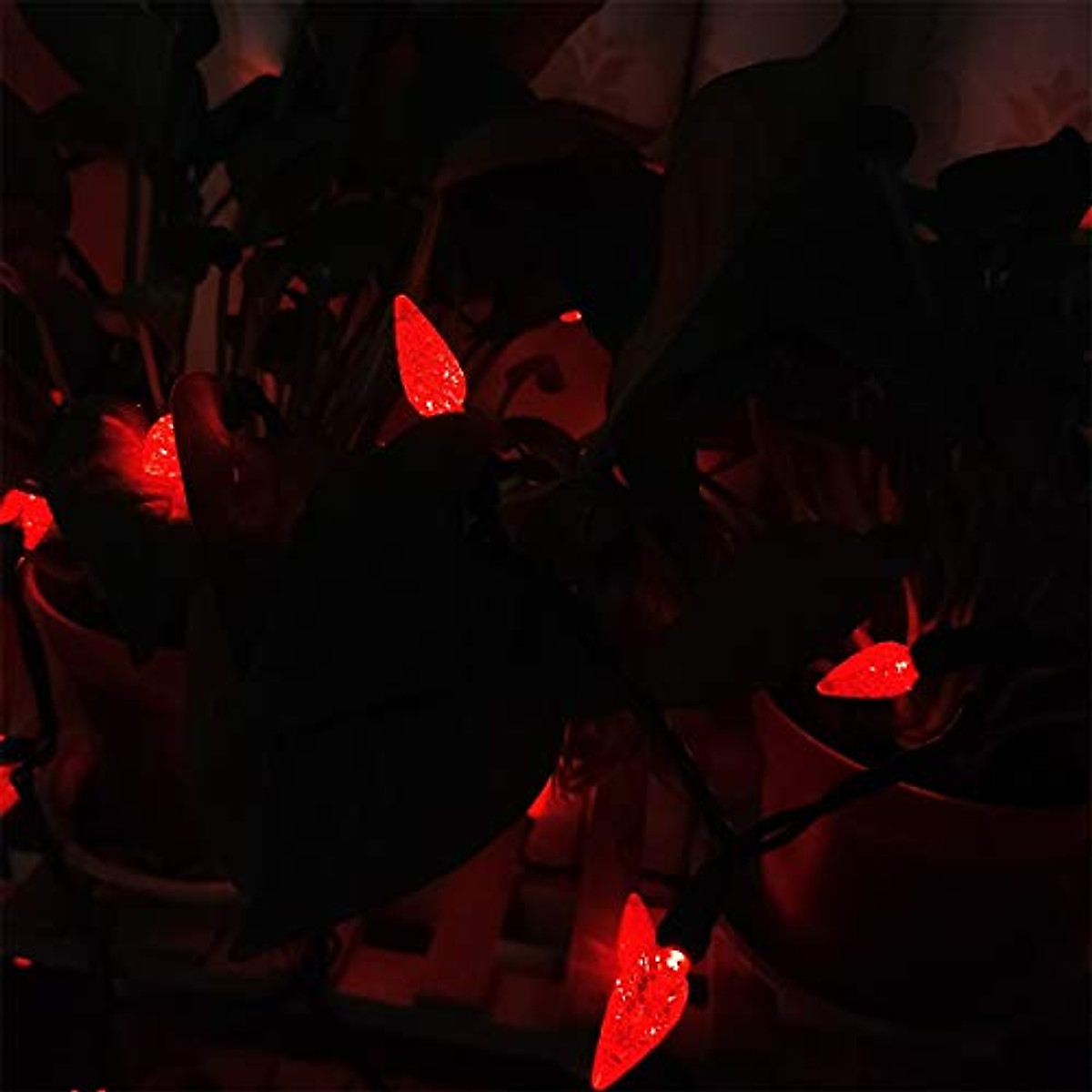 UL Listed 50 Count C6 Led Christmas Lights,C6 Strawberry Lights Bulbs,Outdoor Led String Lights for Garden Patio Trees Decoration,17 Feet Green Wire (Red Color)