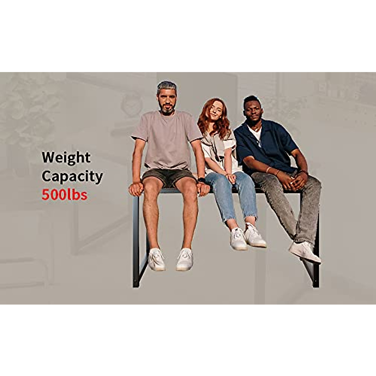 USHOW Computer Desk 63" Modern Simple Style for Home Office Bedroom Black Metal Frame and Large Workstation, Sandalwood Board Black Leg, Dark Rustic,Sandalwood