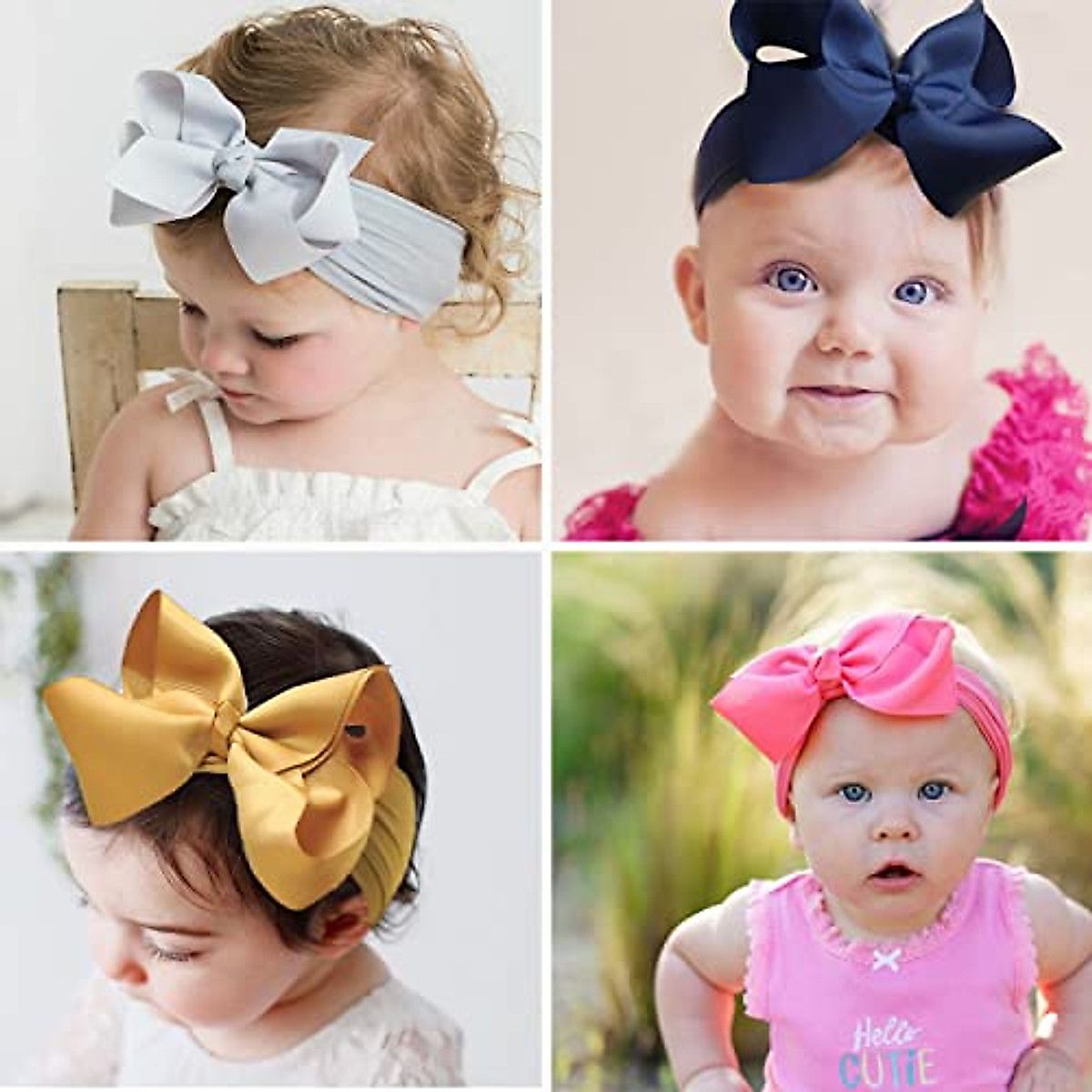 DED 20 Pieces Soft Elastic Nylon Headbands Hair Bows Headbands Hairbands for Baby Girl Toddlers Infants Newborns