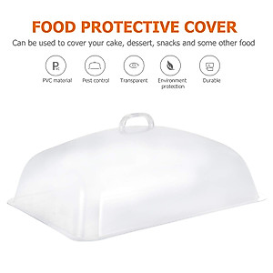 BESTonZON Plastic Cake Dome Cover Rectangular Clear Desert Cloche Display Cake Plate Serving Platter Cheese Cloche Dome Food Cover for Bread Dessert Snack 38.5X29CM