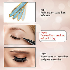 Maitys 4 Pieces Self-Adhesive Eyeliner 2 in 1 Eye Liner Pen Diamond Glitter Liquid Eyeliner No Glue No Magnetic Liquid Eyeliner Pen Waterproof Long LastingFV