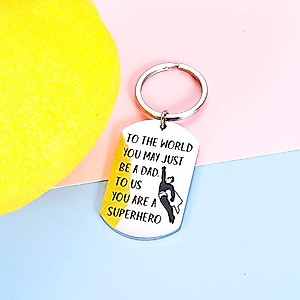 Dad Keychain Fathers Day Gifs for Dad from Daughter Son Wife Birthday Christmas Git for Step Dad New Dad Daddy Valentines Day Family Gif for Men Him Daddy Thanksgiving Superhero Present to Papa