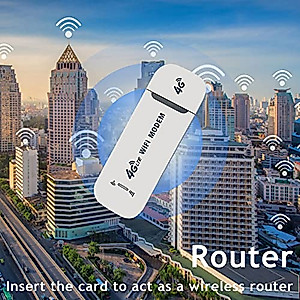 4G LTE Router Wireless USB Mobile Broadband 150Mbps Wireless Network Card Adapter, 2023 New Mobile WiFi with SIM Card Slot Car Hotspot Pocket, for Computers, Cars, Mobile Power (White)
