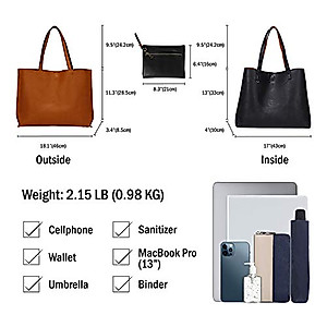 Scarleton Leather Tote Bag for Women, Womens Purses and Handbags, Reversible Tote Bags for Women, Purses for Women, H18422501, Camel/Black