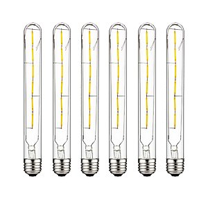 Sunlite LED Filament T8 Tubular Light Bulb, 5 Watts (40W Equivalent), 430 Lumens, Medium E26 Base, Dimmable, 214 mm, UL Listed, 2700K Soft White, 6 Count