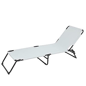 White Beach Lounge Chair for Patio, Beach, Poolside, Camping