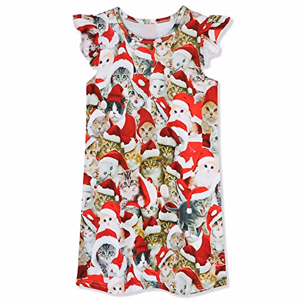 Girls Princess Funny Christmas Nightgowns Pajamas Dress Size 9 3D Graphic Printed Cat Nightdress Sleepwear for Family Party 9-10 T