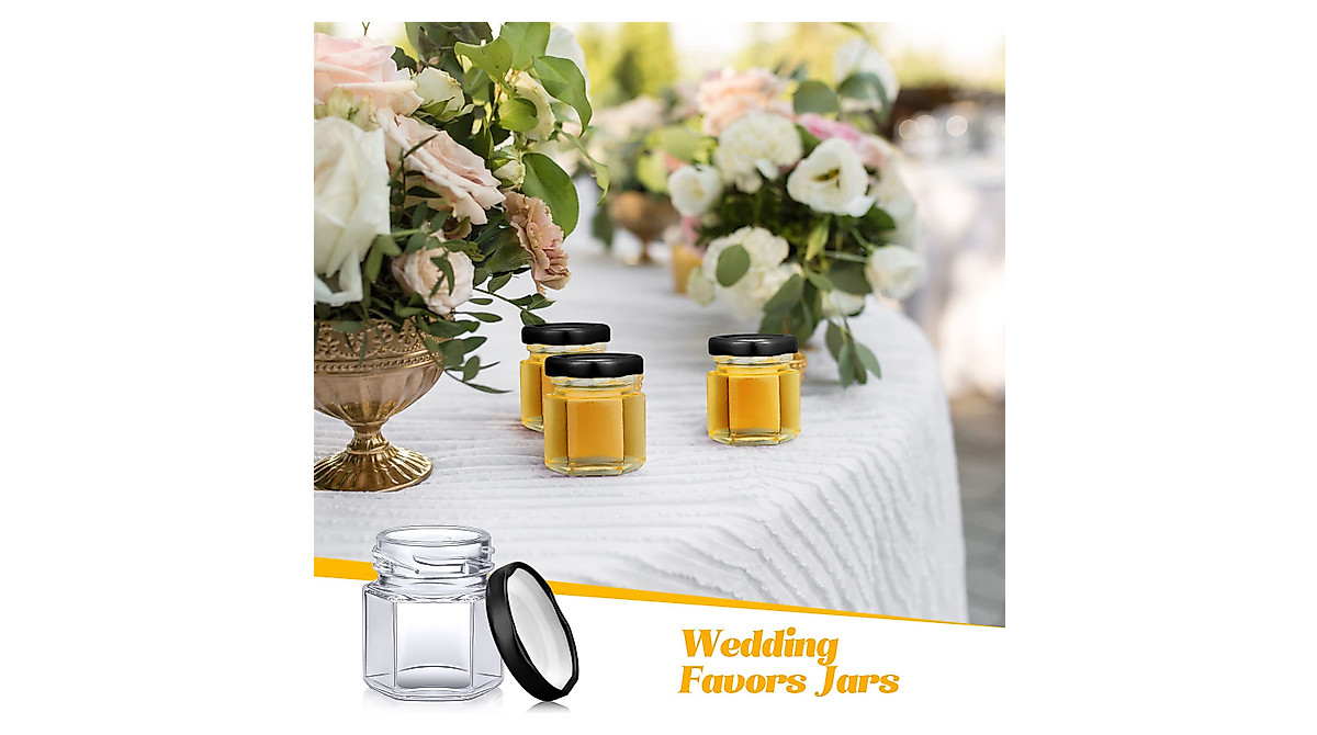 Nuogo 100 Pack Mini Hexagon Glass Jars for Gifts