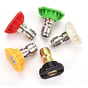 Tool Daily Pressure Washer Spray Nozzle Tips Multiple Degrees, 1/4 inch 5-Pack (2.5 GPM)