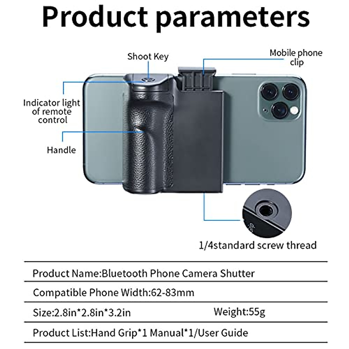 CAMOLA Pictar Smart Grip Griphone CapGrip Wireless Smartphone Selfie Booster Handle Grip Phone Stabilizer Stand Holder Shutter Release 1/4 Screw