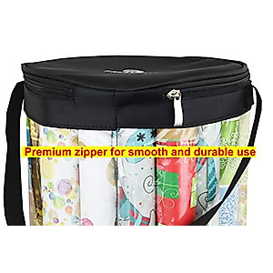 Freegrace Gift Wrap Organizer | Large 9" x 40.9" Wrapping Paper Rolls Storage Bag | Tearproof & Space Saving Under Bed Gift Bag Organization (Black)