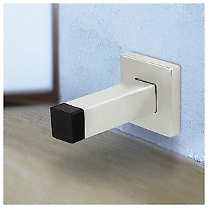 Nuk3y Modern Square Wall Door Stop or Coat Hook, 2 Pack (Stainless Steel)